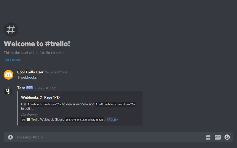 Webhook Management Taco Bot